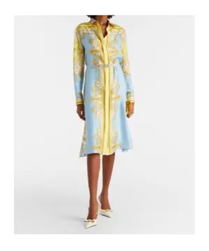 Versace Twill Barocco Print Midi Dress