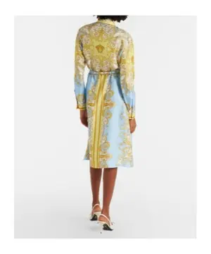 Versace Twill Barocco Print Midi Dress