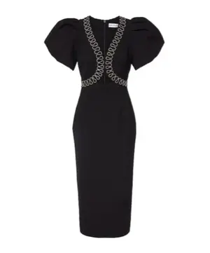 Rebecca Vallance Nyx Embellished Puff Sleeve Cocktail Dress - Black
