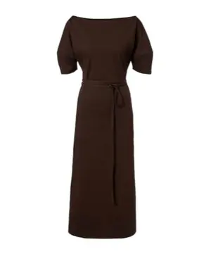 LEMAIRE Cotton And Linen Jersey Midi Dress - Brown