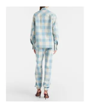 Attico Checked Cotton And Wool Tapered Pants