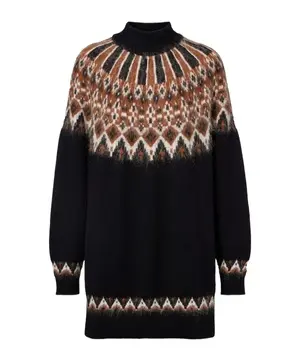 Staud Liza Fair Isle Wool-blend Sweater Dress - Black