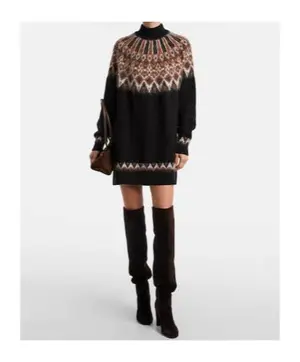 Staud Liza Fair Isle Wool-blend Sweater Dress
