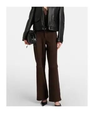 Nour Hammour Milo Suede Wide-leg Pants