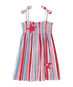 Dolce & Gabbana Striped Shirred Cotton Dress