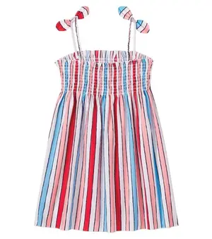 Dolce & Gabbana Striped Shirred Cotton Dress