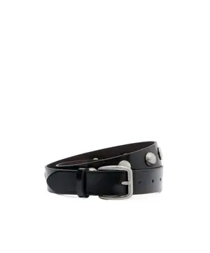 Nour Hammour Studded Leather Belt - Black