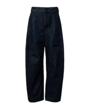 LEMAIRE Twisted Belted Barrel-leg Jeans - Black