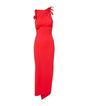 Coperni Floral-applique Asymmetric Jersey Maxi Dress - Red