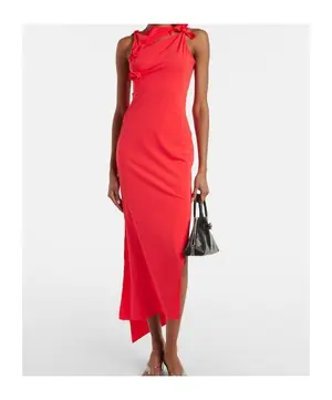 Coperni Asymmetric Floral Applique Maxi Dress