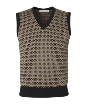 LEMAIRE Cotton Jacquard Sweater Vest - Black