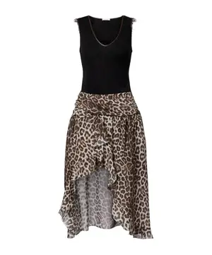 JACQUES WEI Lace-trimmed Leopard-print Asymmetric Midi Dress