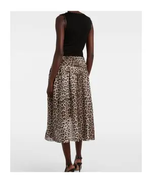 JACQUES WEI Lace-trimmed Leopard-print Asymmetric Midi Dress