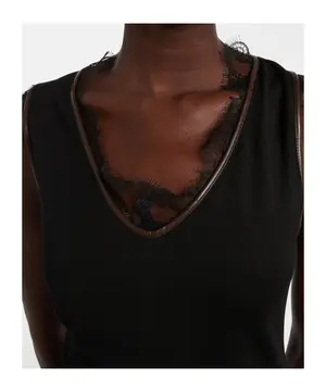 JACQUES WEI Lace-trimmed Leopard-print Asymmetric Midi Dress