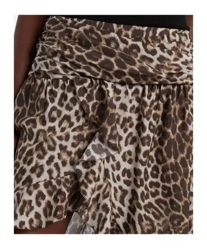 JACQUES WEI Lace-trimmed Leopard-print Asymmetric Midi Dress