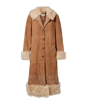 Rixo Cienna Leather Coat - Brown