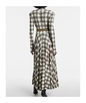 Norma Kamali Checked Turtleneck Jersey Midi Dress