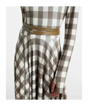 Norma Kamali Checked Turtleneck Jersey Midi Dress
