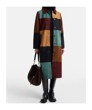 Rixo Patchwork Suede Coat