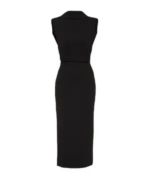 Roland Mouret High Neck Cady Midi Dress - Black