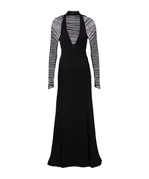 Christopher Esber High Neck Sheer Sleeve Maxi Dress