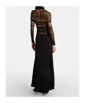 Christopher Esber High Neck Sheer Sleeve Maxi Dress