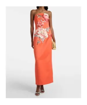LEO Ava Floral-appliqué Satin Corset Gown
