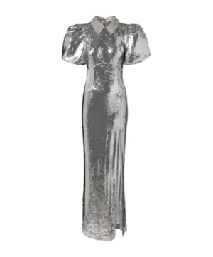 Rebecca Vallance Olympia Sequined Puff-sleeve Gown - Gray