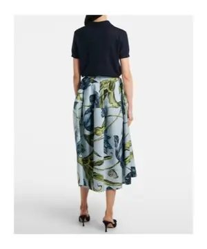 Erdem Floral Cotton Poplin Midi Skirt