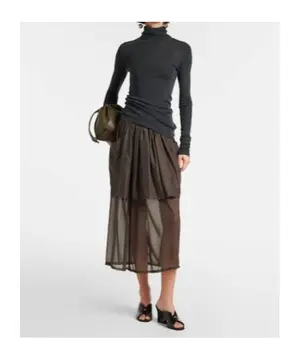 LEMAIRE Draped Semi-sheer Silk Midi Skirt