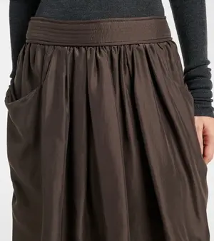 LEMAIRE Draped Semi-sheer Silk Midi Skirt