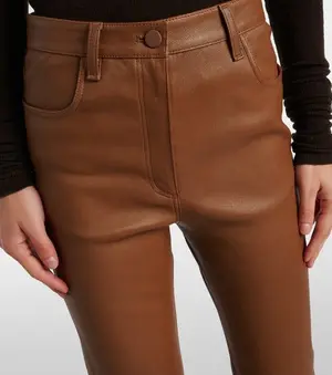 JOSEPH Cropped Leather Bootcut Pants