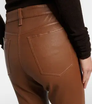 JOSEPH Cropped Leather Bootcut Pants