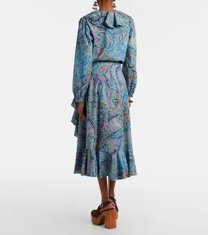 Etro Printed Ruffled Cotton-blend Midi Skirt