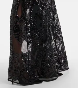 Norma Kamali Obie Sequined Semi-sheer Mesh Jumpsuit