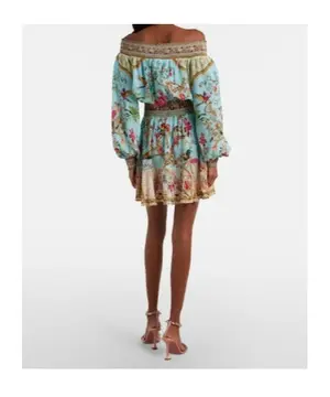 Camilla Embellished Off-shoulder Silk Crepe Mini Dress