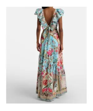 Camilla Embellished Floral Cotton Poplin Maxi Skirt - Nude