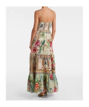 Camilla Embellished Floral Linen Maxi Dress