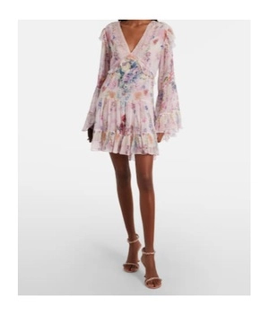 Camilla Embellished Floral Silk Chiffon Minidress - No