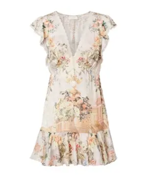 Camilla Embellished Floral Lace-trimmed Minidress - Nude