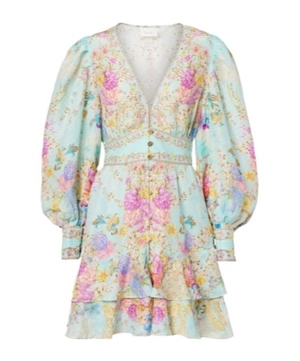 Camilla Embellished Floral Linen And Silk Minidress - No