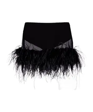 Attico Sheer Feather-trimmed Miniskirt