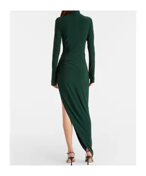 Norma Kamali Asymmetric Turtleneck Maxi Dress
