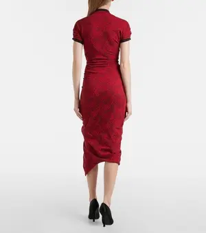 VIVIENNE WESTWOOD Cotton Jacquard Midi Dress With Orb Logo Print