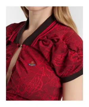 VIVIENNE WESTWOOD Cotton Jacquard Midi Dress With Orb Logo Print