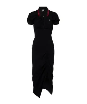 VIVIENNE WESTWOOD Pulling Ruched Cotton Midi Dress - Black