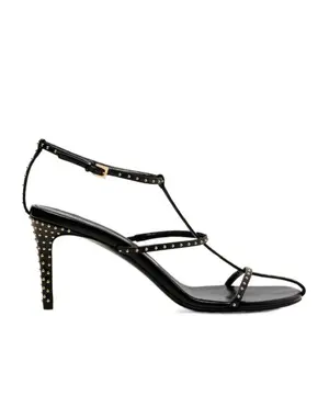 Khaite Cage 75 Studded Leather Sandals - Black