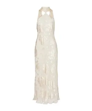 Rixo Floral Maxi Dress With Detachable Scarf - White