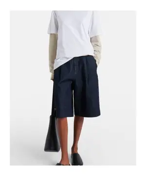FRAME Tailored Low-rise Wide-leg Denim Shorts