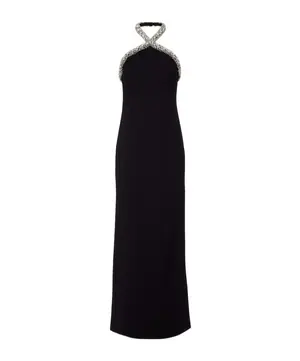Simkhai Embellished Halterneck Crepe Gown